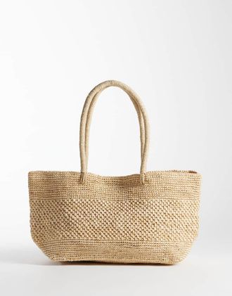 Mango Sac &agrave; main 100 % paille - Naturel-Neutral