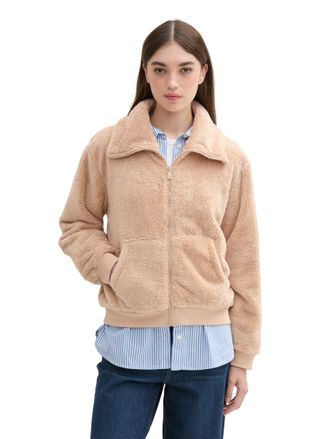 Tom Tailor Damen 1043229 Basic Teddy-Jacke, 21849-Caramel Beige, XL