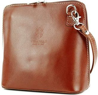 modamoda.de T94 - Petit sac à bandoulière en cuir lisse, marron, XS