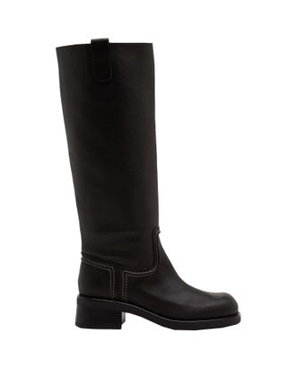 8 by YOOX GRAIN LEATHER HIGH BOOTS