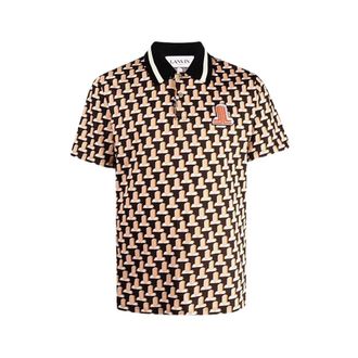 Lanvin Kurz&auml;rmliges Polo mit Monogramm-Mustern - - Tops - Herren - Braun - XS