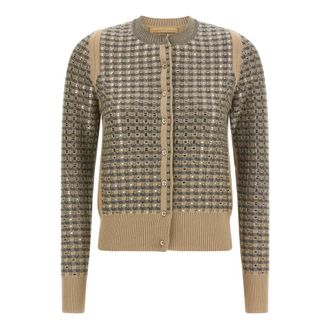 Ermanno Scervino Strickjacke mit Paillettenbesatz und langen &Auml;rmeln - - Knitwear - Damen - Beige - M