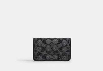 Coach Essential Schmales Kartenetui Aus Signature-Jacquard Mit Kristallen