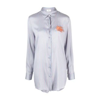 Etro Seidenhemd mit vertikalen Streifen - - Blouses & Shirts - Damen - Blau - 2XS