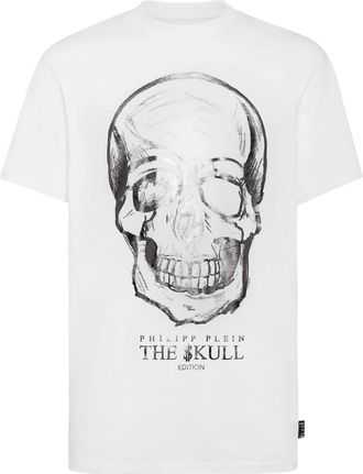 Philipp Plein Homme, Tops, Blanc, Taille: 2XL T-shirt Round Neck SS Skull