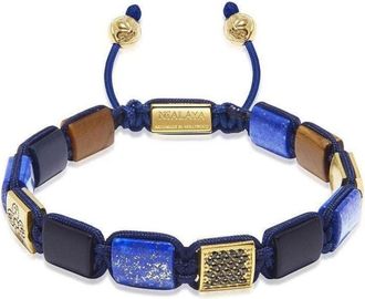 Nialaya Armband mit flachen Perlen - Blau