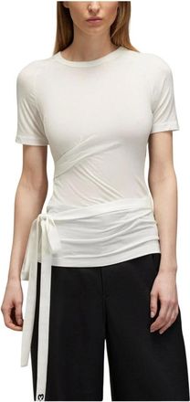 Yohji Yamamoto Femme, Tops, Blanc, Taille: 40 FR T-Shirt Asym&eacute;trique Crois&eacute;