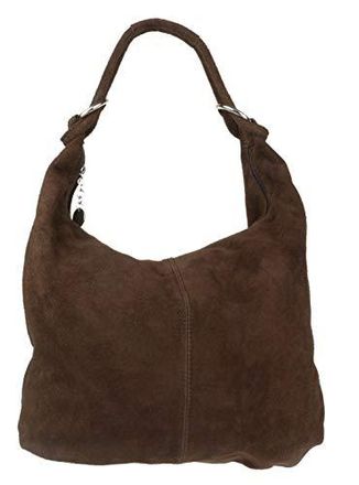Girly HandBags Femme Hobo Italian Suede Véritable sac à bandoulière en cuir Café