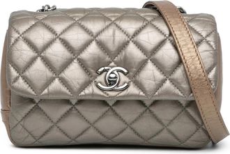 Chanel Hobo Bags - Mini Quilted Metallic Calfskin Lady Pearly Flap - Gr. unisize - in Braun - f&uuml;r Damen