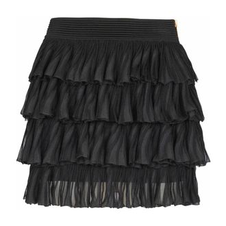 Balmain Femme, Jupes, Noir, Taille: 40 FR Short ruffled knit skirt