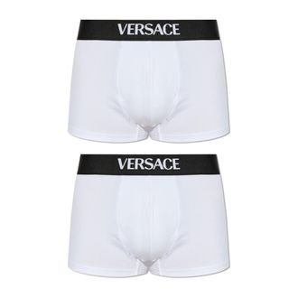 Versace Homme, Sous-vêtements, Blanc, Taille: 2XL Lot de deux boxers en coton avec logo