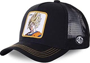 Capslab Casquette Homme & Femme Dragon Ball Z, Casquette Trucker, Sangoku, Coupe décontractée et Doux, Noir, Blanc, Jaune, Orange, Taille TU