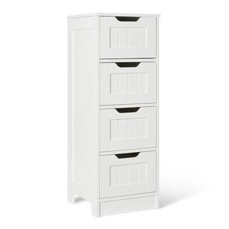 Amazon Basics Badezimmerschrank mit 4 Schubladen, MDF Waschbeckenunterschrank, Wei&szlig;, 30 x 30 x 82 cm