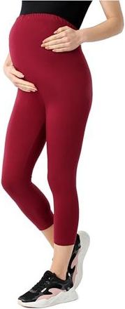 Be Mammy Legging Maternité 3/4 en Bio-Coton Femme BE20-284 (Bordeaux, 3XL)