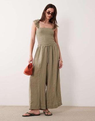 Asos Combinaison ample en tissu double - Kaki-Neutre