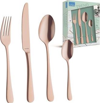 Amefa AUSTIN Besteck Set 4 Personen (kupfer) | 16-teilig | PVD-veredelt | mattiertes Besteckset 4 Personen aus rostfreiem Edelstahl 18/0 in Kupferfarbe