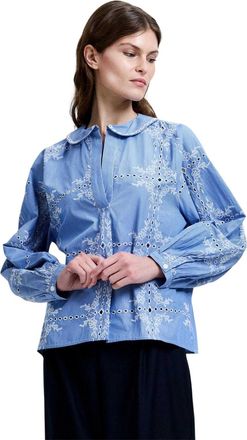 French Connection Hemd f&uuml;r Damen, Lang&auml;rmlig (Blau/Wei&szlig;)