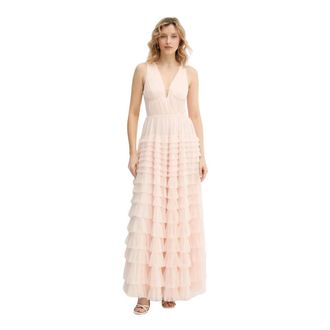 Twinset Langes Plisseekleid aus T&uuml;ll - - Dresses - Damen - Beige - XS