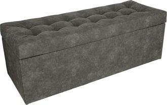 MG Design Polsterhocker 45 x 120 cm Grau mit Stauraum (ca. 140 L), robust und formstabil, bis 300 kg belastbar, komplett montiert und schnell zu reinigen - für 