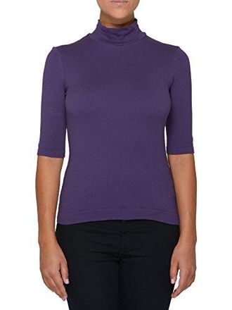 Sensi Pull Femme Col Montant Manches Courtes Laine Viscose Perspirant sans Coutures Seamless Made in Italy