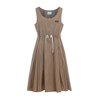 Miu Miu Technisches Seidenkleid - - Dresses - Damen - Beige - M