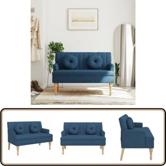 vidaXL Vidaxl - Sitzbank mit Kissen Blau 113x64,5x75,5 cm Stoff