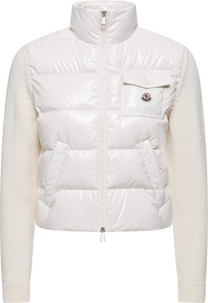 Moncler Moncler Cardigan Zipp&eacute; En Laine Matelass&eacute;e, Femme, Blanc, Taille: Xl