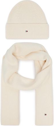 Tommy Hilfiger Set Schal und M&uuml;tze Tommy Hilfiger AW0AW19136 Creme