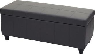 Hhg Aufbewahrungs-Truhe Kriens, Sitzbank Bank, Kunstleder, 45x114x45cm grau matt