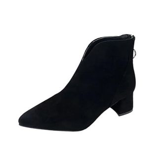 Generic Bottes &agrave; talons pour femme - Bout pointu - Style britannique - Confortables - Fermeture &eacute;clair dans le dos - &Eacute;l&eacute;gantes bottines d&eacute;contract&eacute;es au quoti