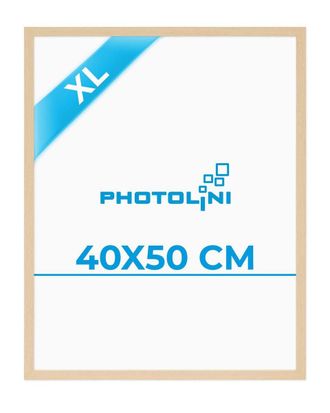 Photolini Bilderrahmen 40x50 Holz MDF Natur, Bilderrahmen 50x40 mit bruchsicherem Acrylglas, Rahmen 40x50 zum Aufh&auml;ngen, 50 x 40 frame mit extra Zubeh&ouml;r - pictu