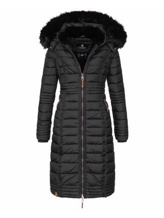 Navahoo Damen Winterjacke Umay - Lange Steppjacke mit Abnehmbarer Kapuze & Kunstfell