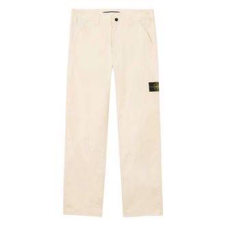 Stone Island Wei&szlig;e Hose mit Druckknopfverschluss - - Trousers - Herren - Wei&szlig; - W32