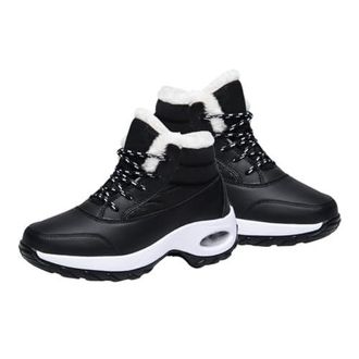 Minkissy Bottes de Neige pour Femmes &agrave; Semelle &agrave; Bottines -Mollet Doubl&eacute;es de Peluche Antid&eacute;rapantes et Chaudes Taille 40 Couleur Noire Confort pour LHiver