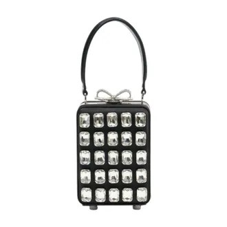 Self Portrait Crystal-Embellished Clutch - Black