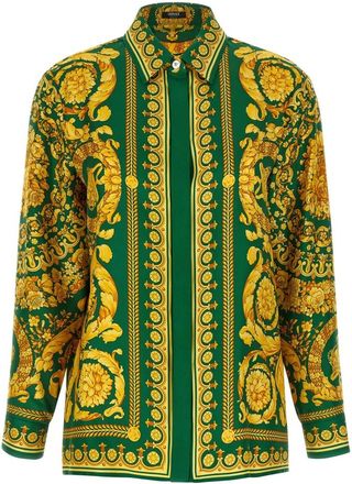 Versace Femme, Blouses et Chemises, Multicolore, Taille: 34 FR Chemise en soie Barocco