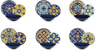 Excelsa Sofia Tellerservice 18 Stück, Porzellan und Steineware, mehrfarbig, 6 Personen