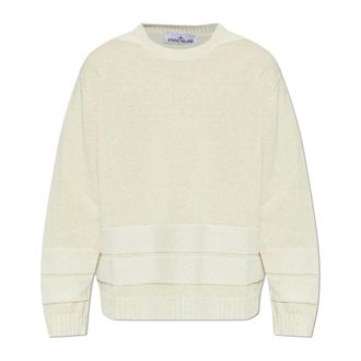 Stone Island Homme, Pulls, Beige, Taille: M Pull en coton et lin Raw Hand
