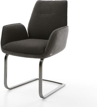 DELIFE Freischwinger Zoa-Flex Materialmix Schwarz Freischwinger flach Graphit Taschenfederkern, Esszimmerst&uuml;hle