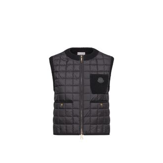 Moncler Moncler Square-quilted Cotton Down Gilet, Women, Black, Size: Xs