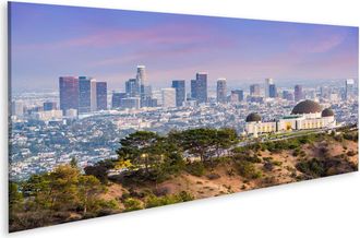 Islandburner Bild auf Leinwand Los Angeles, Kalifornien, USA, Skyline in der Innenstadt von Griffith Park. Wandbild Leinwandbild Kunstdruck Poster 120x40cm - Panor