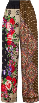 Moschino Femme, Pantalons, Multicolore, Taille: 38 FR Stampa Piazzata Mix Foulard Wide Pantalons