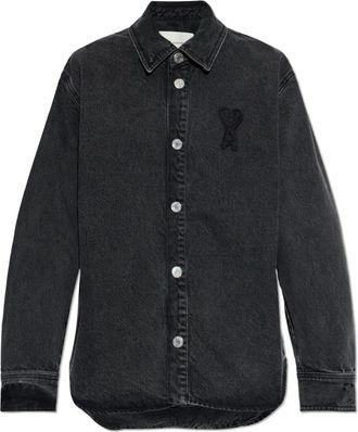 Ami Femme, Blouses et Chemises, Noir, Taille: 38 FR De Coeur Denim Shirt