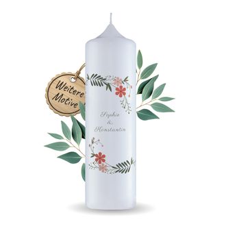 Engels Kerzen Stumpenkerze &Oslash;7 H 25cm Blumenranke - Hochzeitskerze personalisierbar mit Namen. Handgemachte Kerze mit langer Brenndauer, ideal f&uuml;r Hochzeiten. Made i