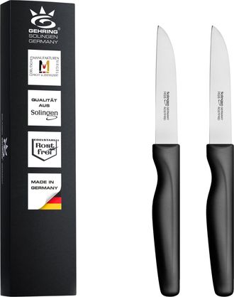 Gehring Solingen Gem&uuml;semesser Serie Wave 2er Set I 8 cm Klingenl&auml;nge I rostfreier Edelstahl I ergonomischer Kunststoffgriff I 2-teiliges Messer Set I K&uuml;chenme
