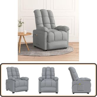 vidaXL Massagesessel Hellgrau Stoff - Massage Stuhl - Relaxsessel - Elektrischer Massagestuhl - Massagesessel Mit Vibration - Bequeme Lounge Chair