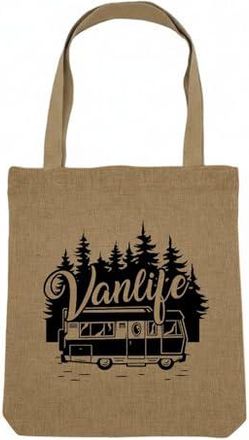 Fabulous Sac Shopping Tote Bag Aspect Lin - Vanlife Voyage Van Camping Car Nature - Sac de Courses Toile Epaisse 360g Beige Naturel Cabas Port&eacute; Epaule Solide I