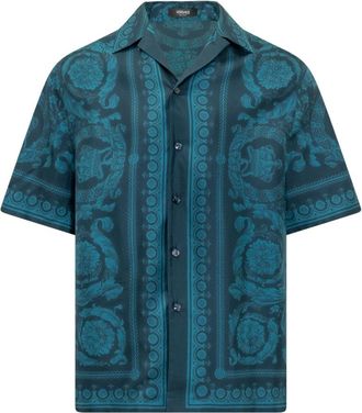 Versace Homme, Chemises, Bleu, Taille: M Short Sleeve Chemises