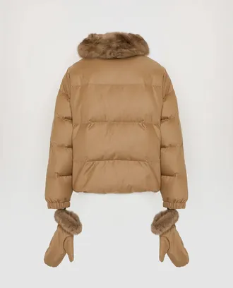 Yves Salomon Womens Short Down Jacket Made With Loro Piana Flannel And Sable Fur Aw24 W