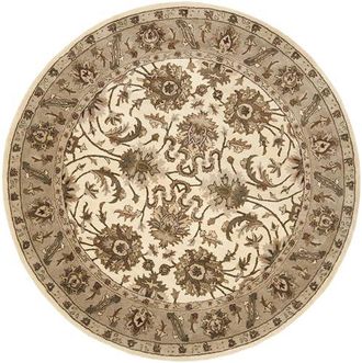 Safavieh Tapis Traditionnel pour Salon, Salle à Manger, Chambre à Coucher Collection Royalty à Poils Courts, Argent et Ivoire, 152 x 152 cm, Laine, Ivoire/Beig